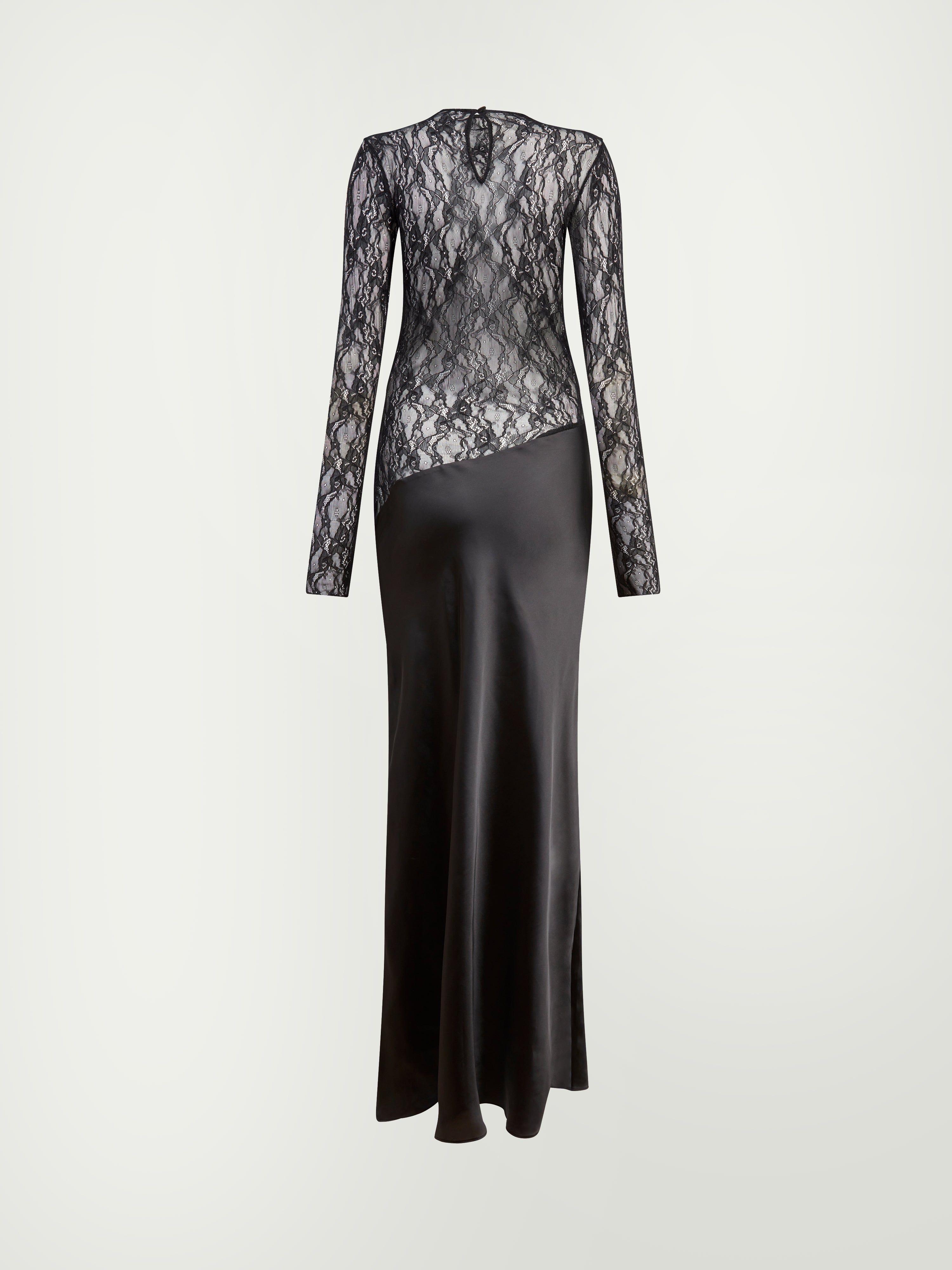 Black Satin & Lace Maxi Dress – ChaTheLabel